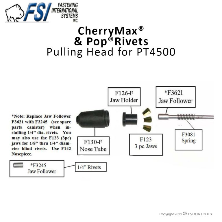 CherryMax & Pop Rivets Pulling Head for PT4500 - FSI Tools