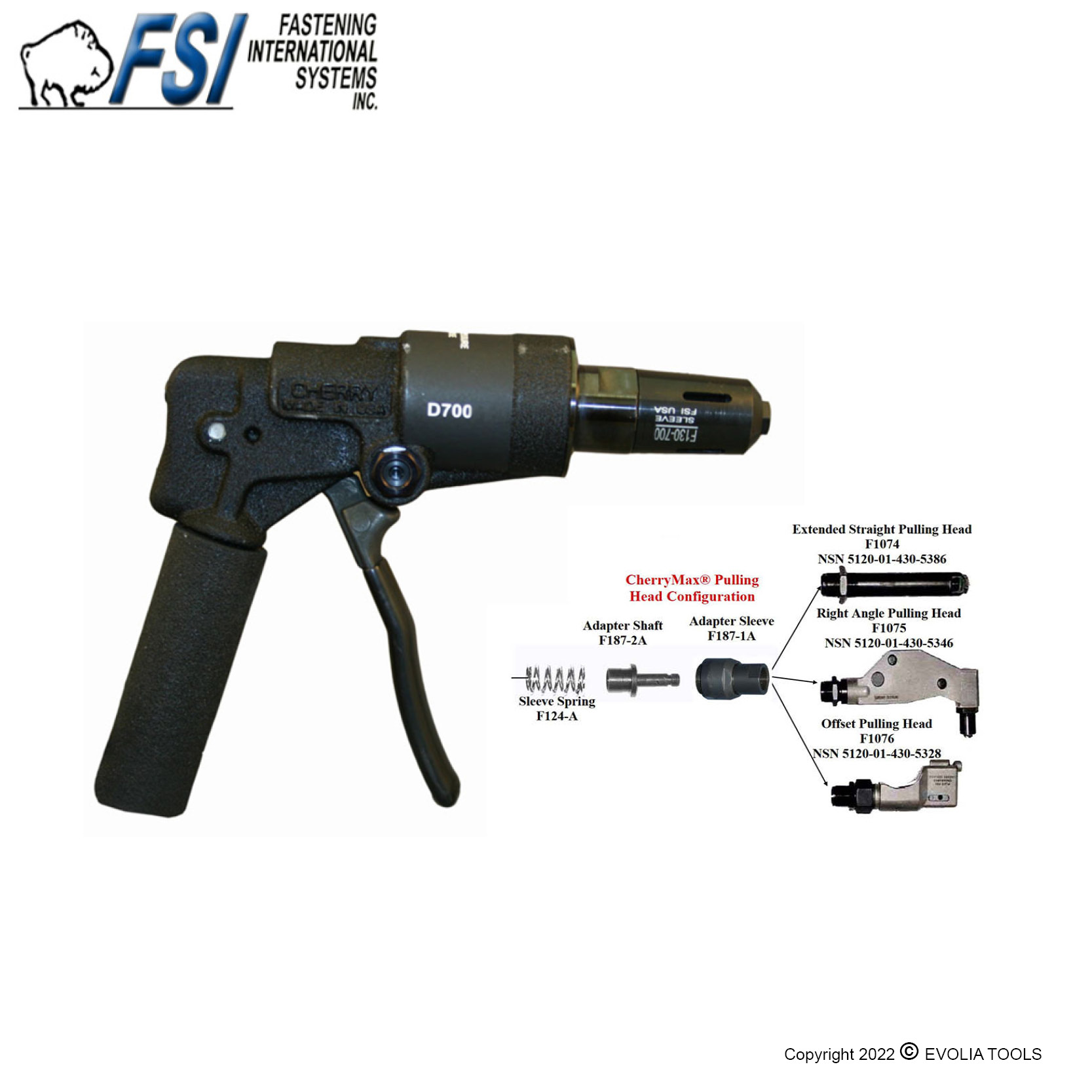 D700C Riveter CherryMax® Heads Configurations - FSI Tools